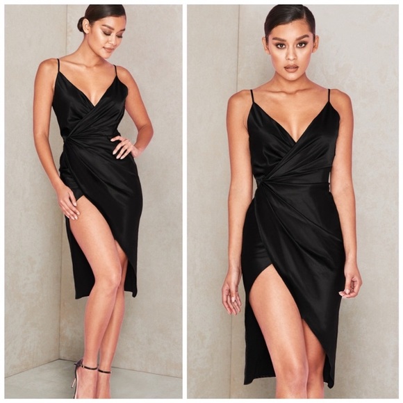 Dresses | House Of Cb Xs Black Slit Dress | Poshmark